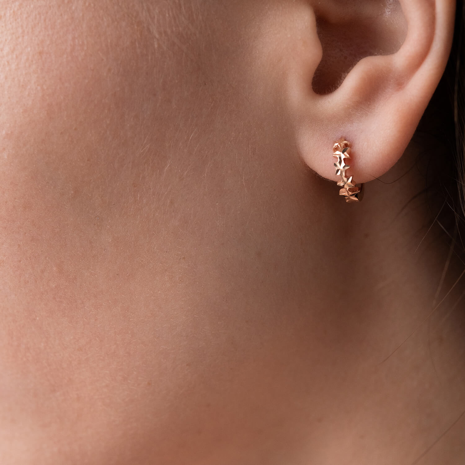 Золотые серьги - кольца "Звездочки" с07793. Купить Золотые серьги ...