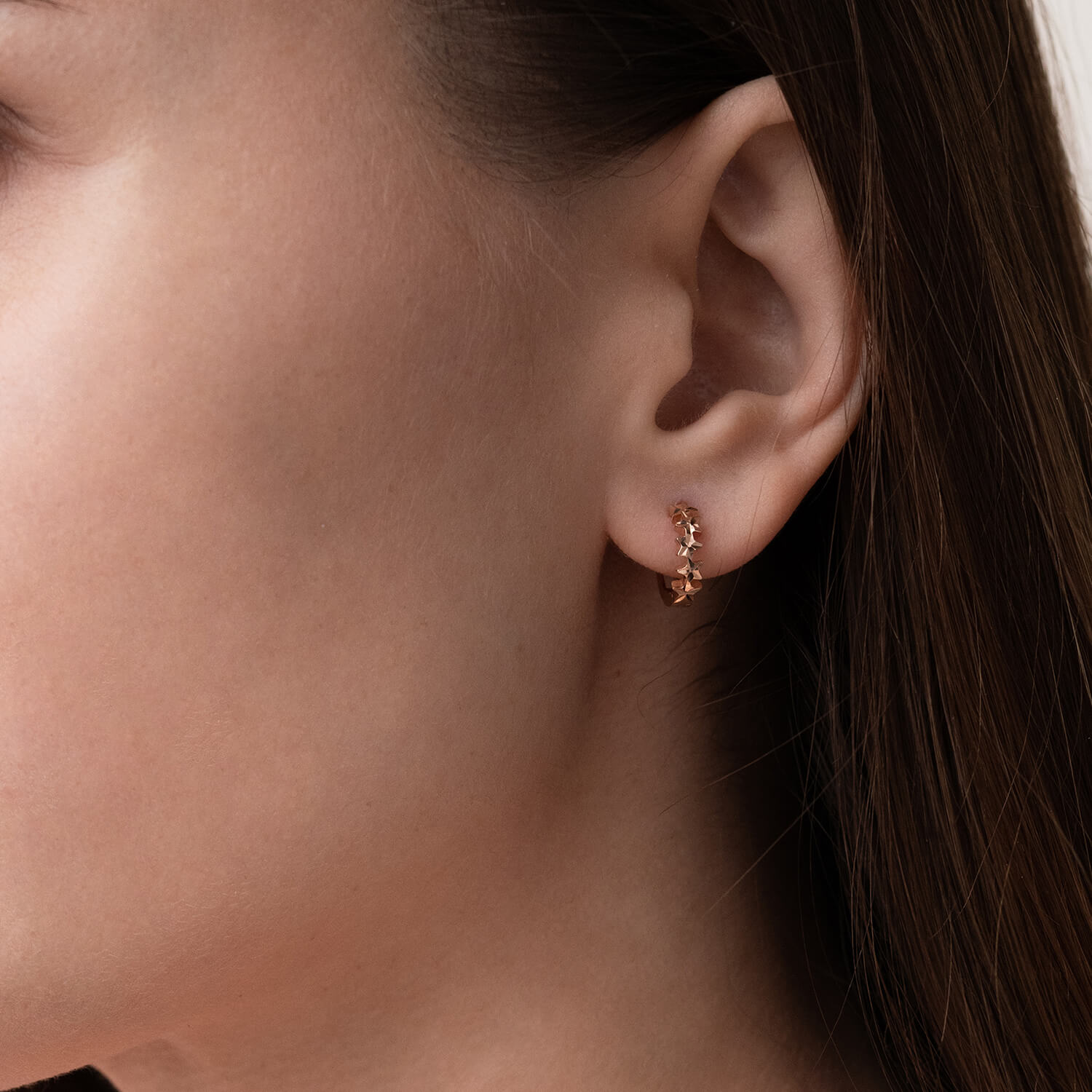 Золотые серьги - кольца "Звездочки" с07793. Купить Золотые серьги ...